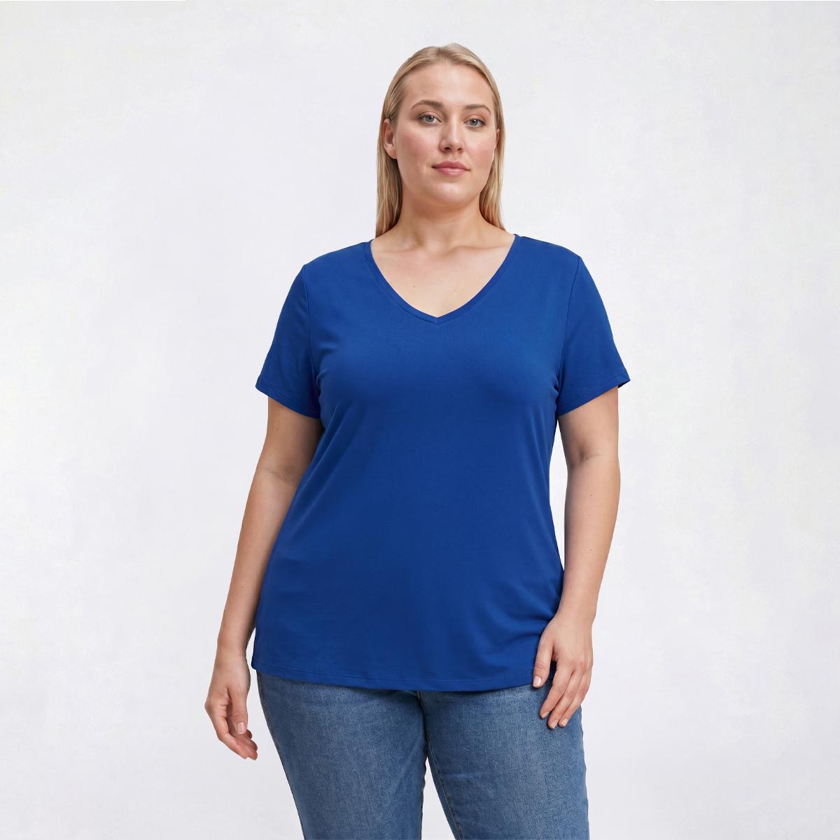 Click here for Plus Size Runway Ready Short Sleeve Solid V-Neck T... prices